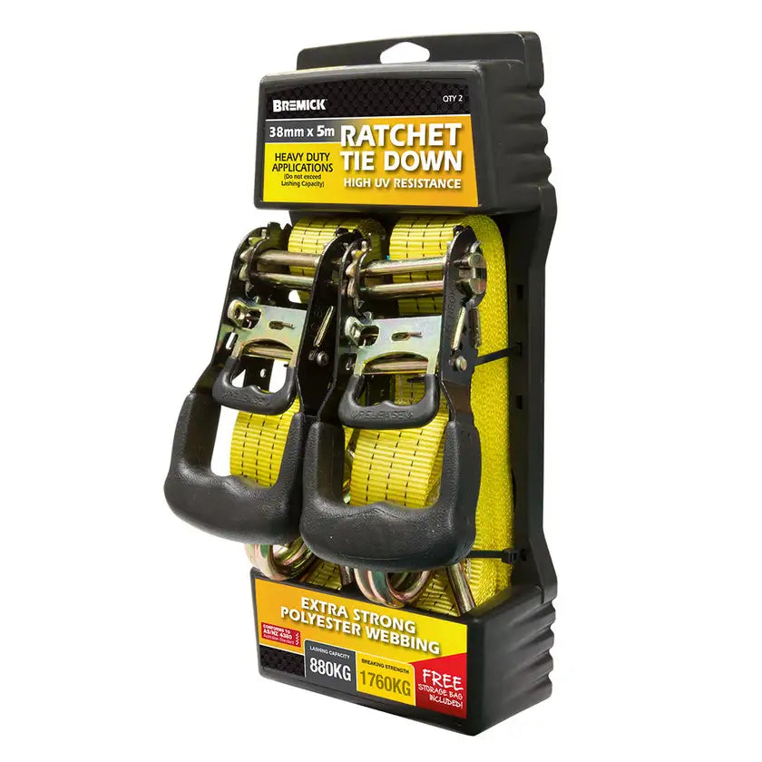RATCHET TIE DOWN 38MM X 5M 2PK – Macro Timber Supplies